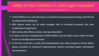 Mtor inhibitors in renal transplant | PPTX | Biological Sciences | Science