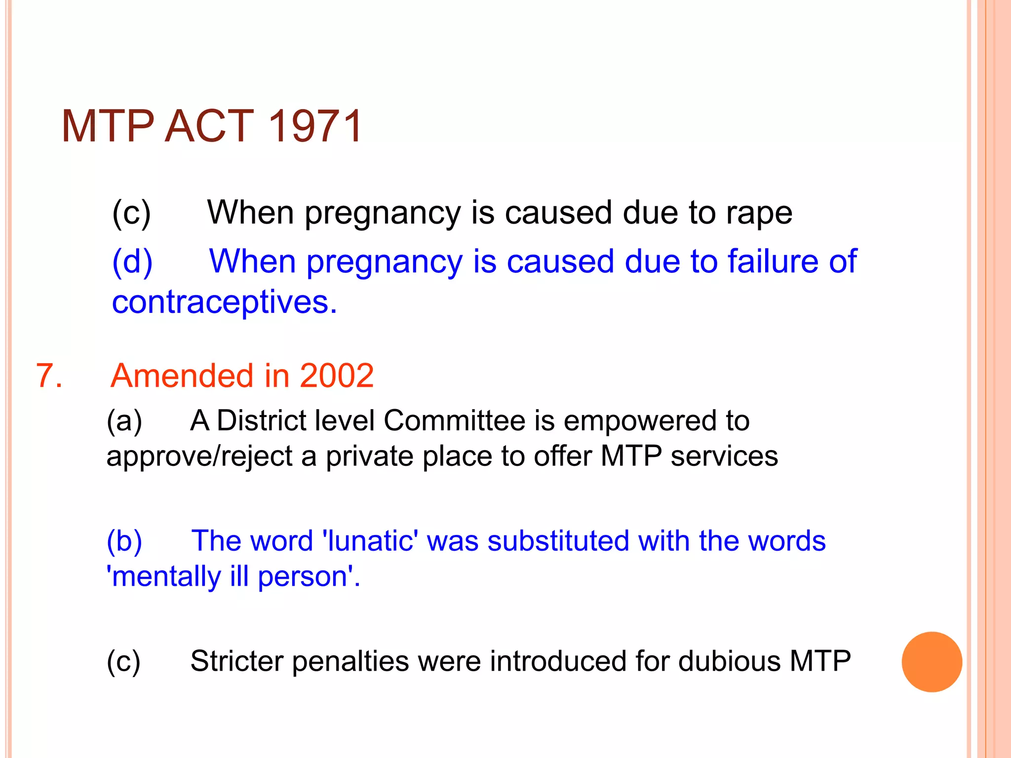 Medical Termination of Pregnancy Act 2021 | PPTX