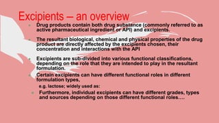 factors affecting the selection of exepients | PPTX