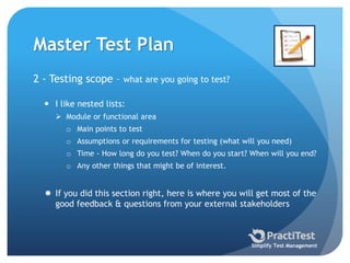 How to create a 'Master Test Plan' | PPTX