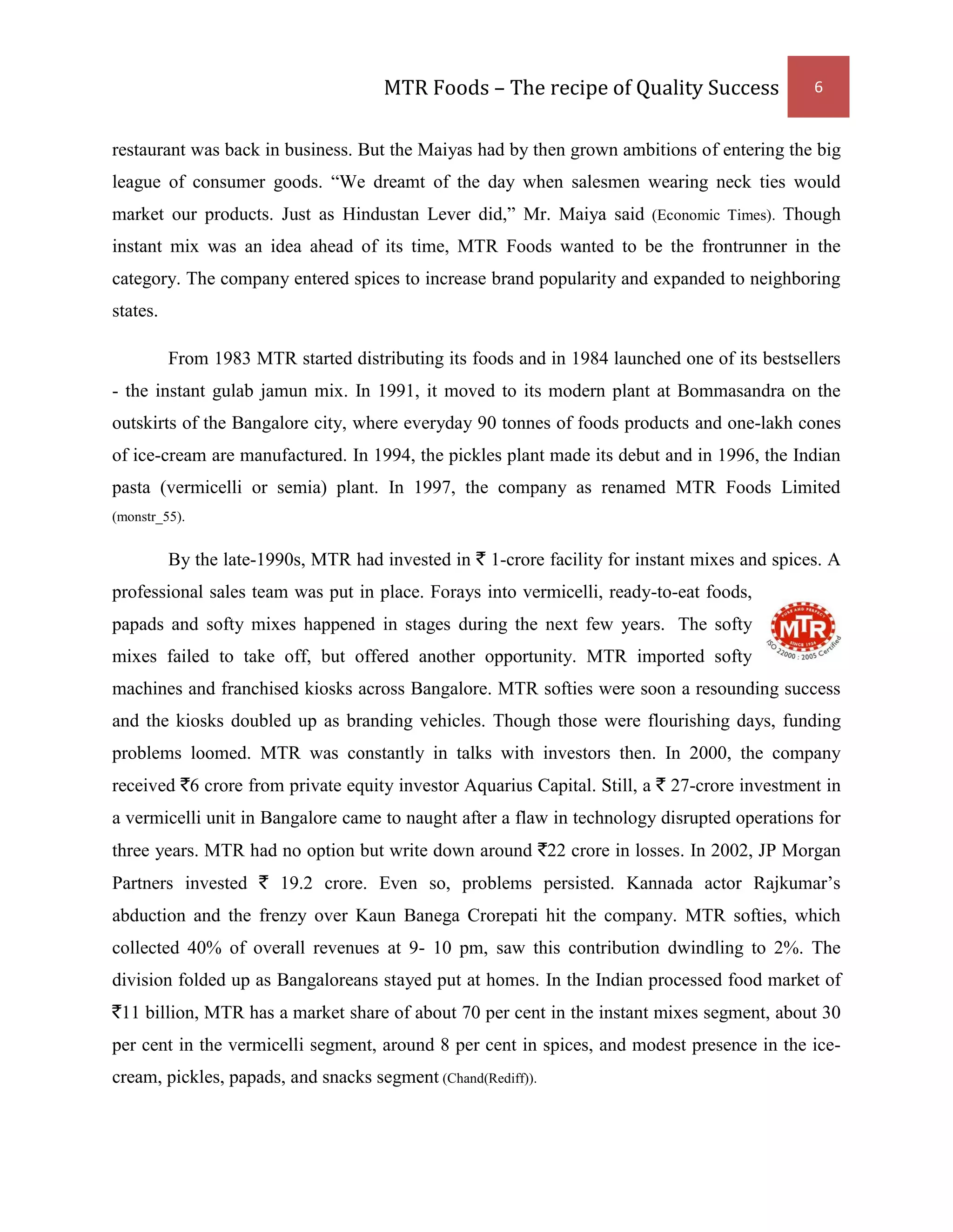 MTR - Quality as Competitive Advantage | PDF