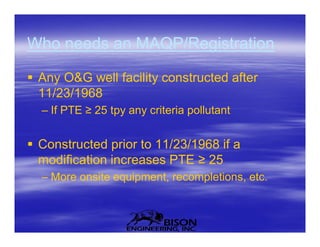 Oil & Gas Well Facility Air Quality Permitting/Registration | PDF ...