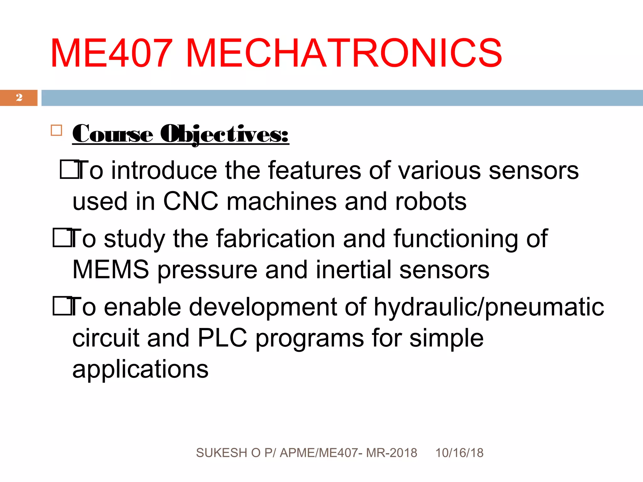 Intro to mechatronics | PPT | Physics | Science
