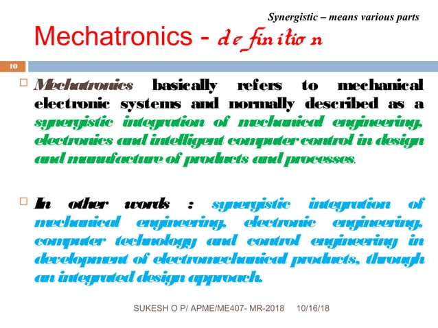 Intro to mechatronics | PPT | Physics | Science