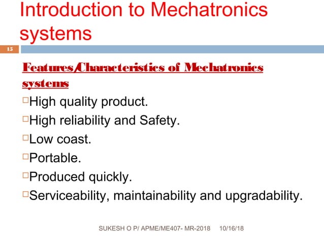 Intro to mechatronics | PPT | Physics | Science