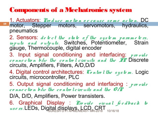 Intro to mechatronics | PPT | Physics | Science