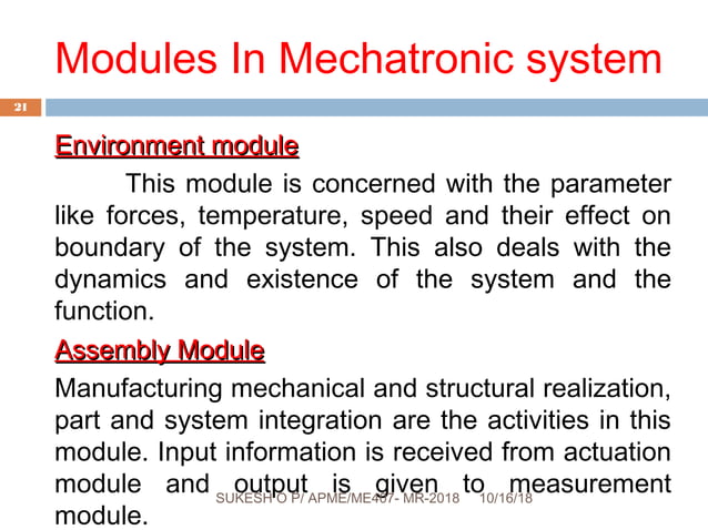 Intro to mechatronics | PPT