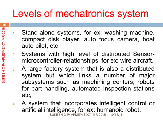 Intro to mechatronics | PPT | Physics | Science