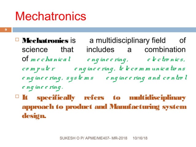 Intro to mechatronics | PPT | Physics | Science