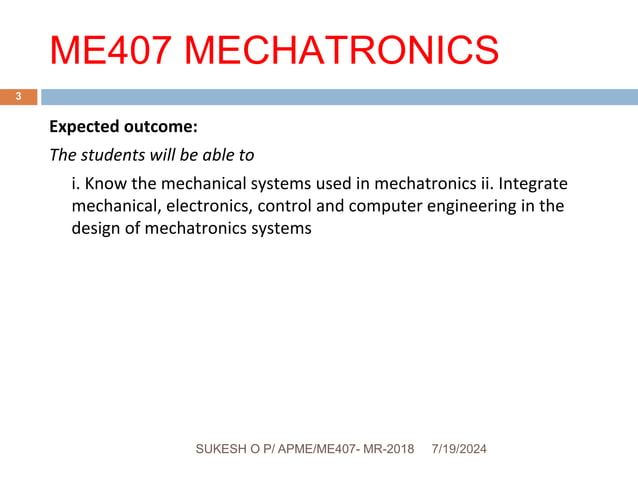 Mechatronics System for different function and controller design | PPT