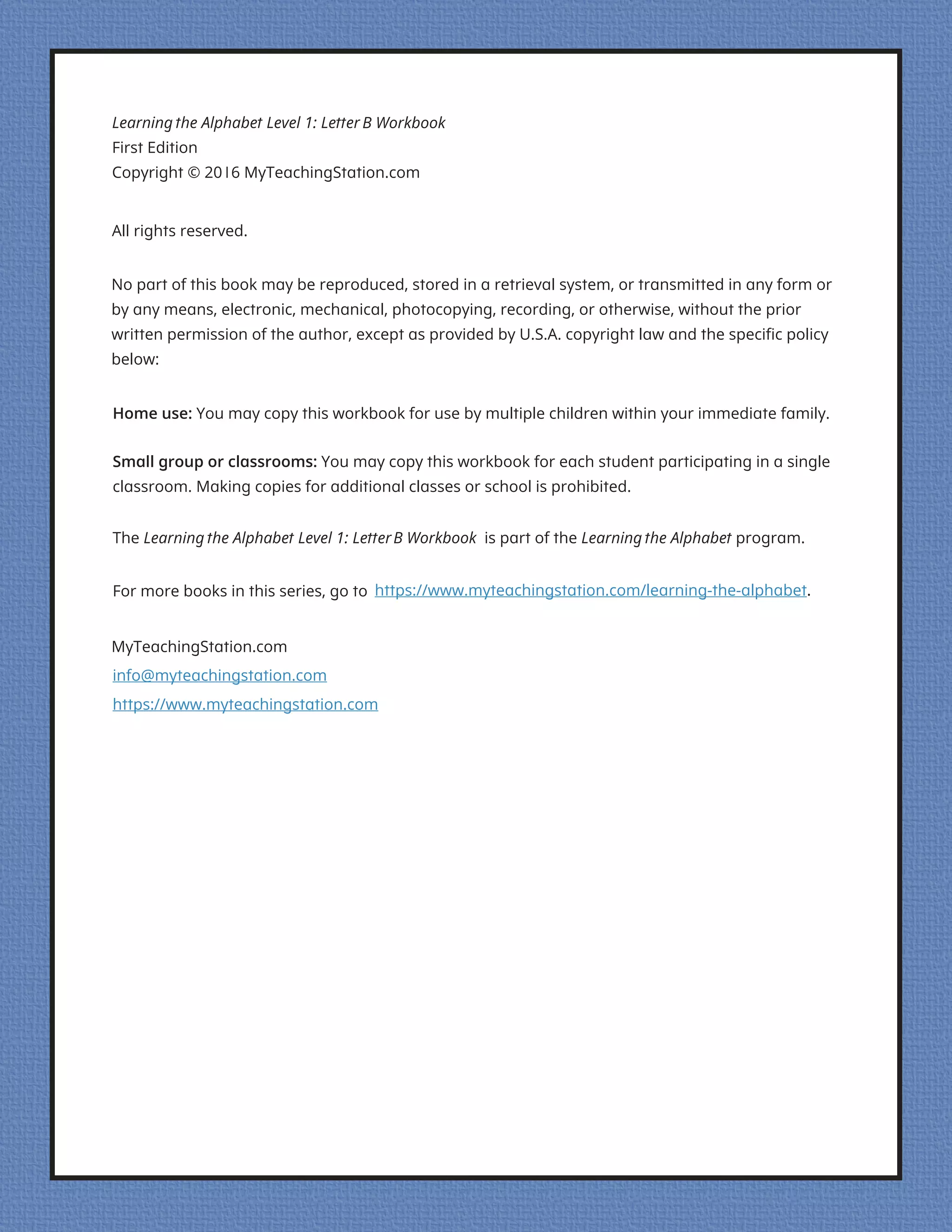 Mts learning-the-alphabet-level1-letter-b-workbook-color | PDF