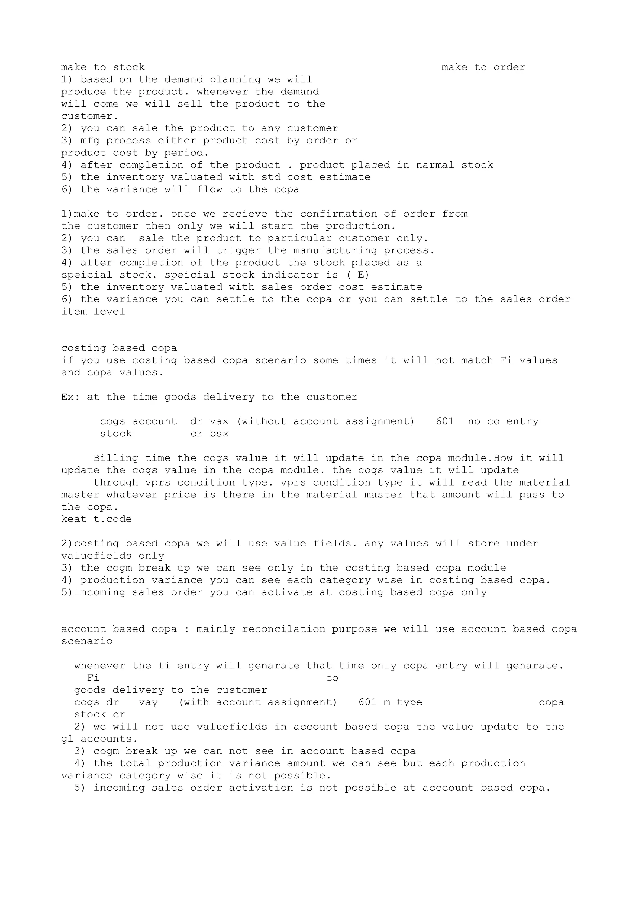 Mts and mto and account based copa and costing based copa | TXT