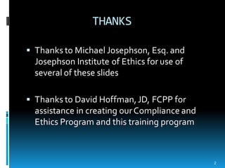 Code of Ethics Training | PDF