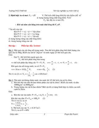 Một số dạng toán về lực đẩy ácimet | PDF