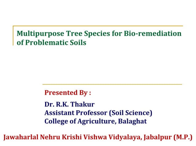 Multipurpose Trees for Bio-remediation | PDF | Agriculture | Industries