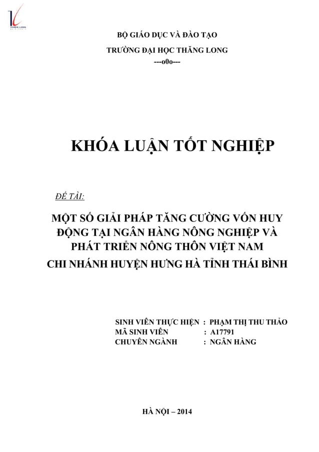 Một Số Giải Pháp Tăng Cường Vốn Huy động Tại Ngân Hàng Nông Nghiệp Và Phát Triển Nông Thôn Việt