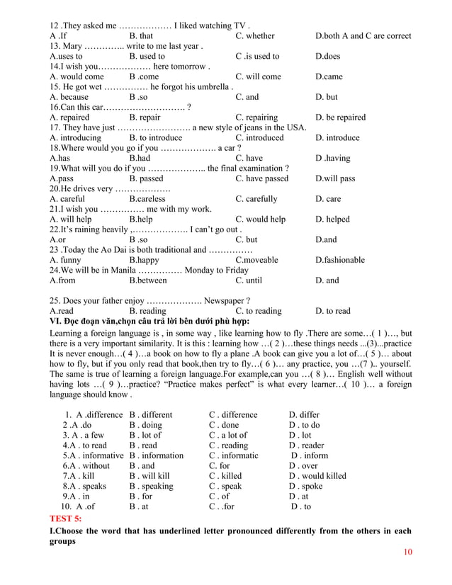 Một số đề kiểm tra 1 tiết hkii tiếng anh lớp 7 (with key) | PDF