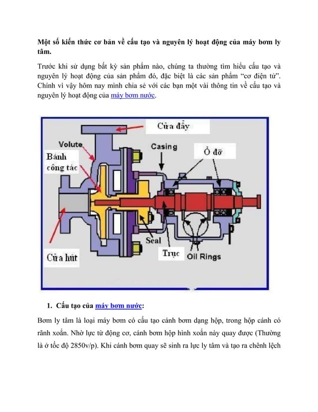 Một số kiến thức cơ bản về cấu tạo và nguyên lý hoạt động của máy bơm ly tâm | PDF