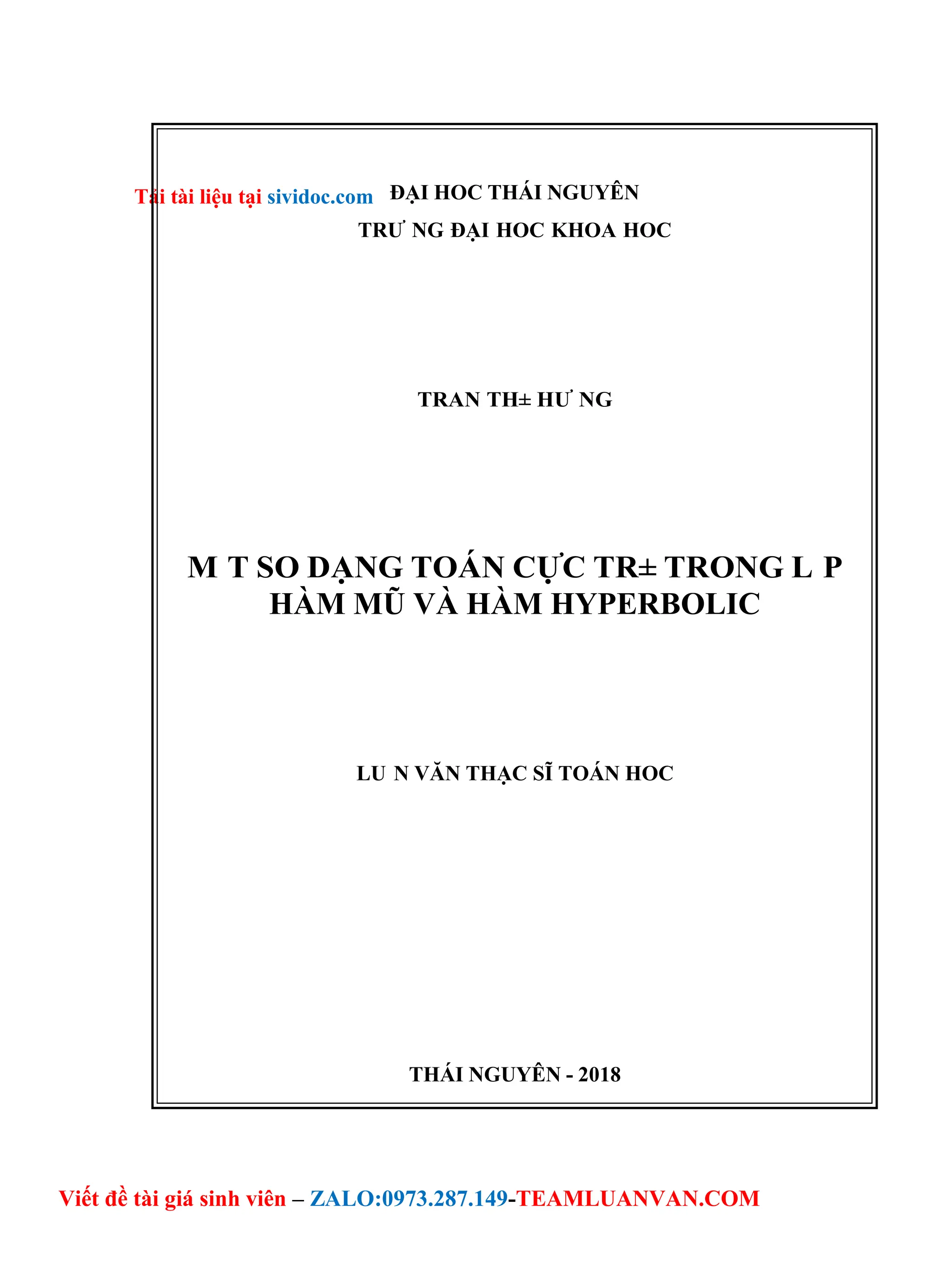 M T So Dạng Toán Cực Tr± Trong L P Hàm Mũ Và Hàm Hyperbolic.docx