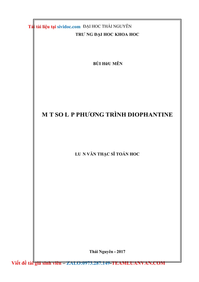 M T So L P Phương Trình Diophantine.docx