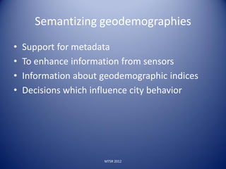 Semantic Geodemography and Urban interoperability | PDF