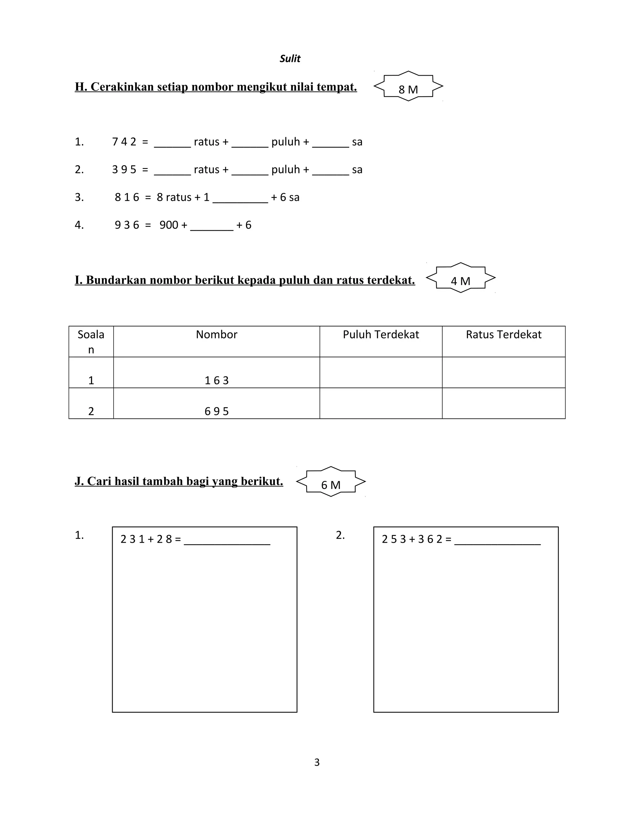 Matematik Tahun 2 Kertas 2 | DOC
