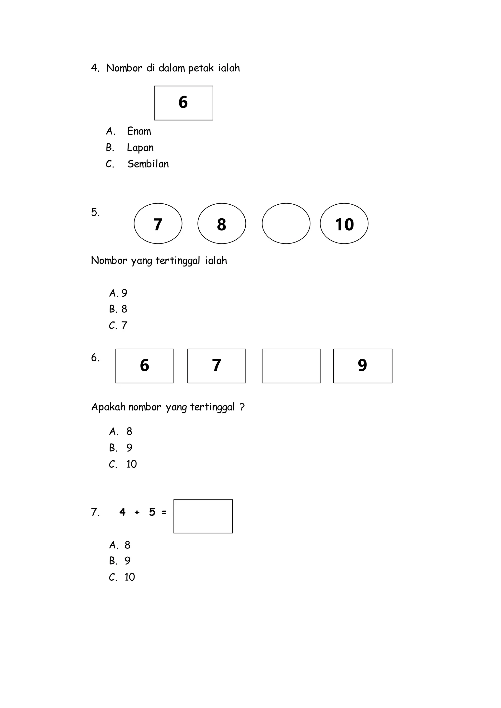 Matematik tahun 1 akhir tahun k1 | DOCX