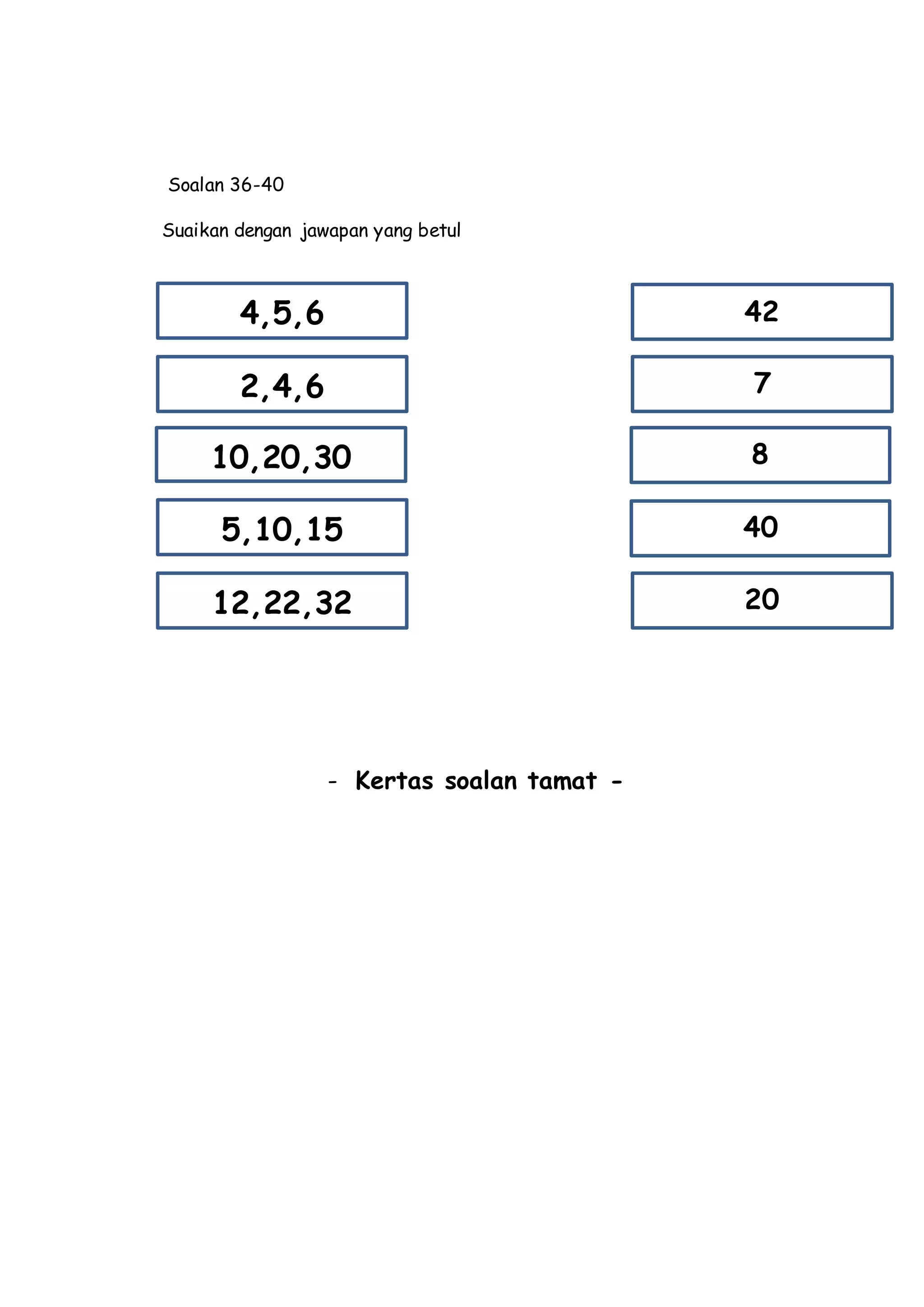 Matematik tahun 1 akhir tahun k1 | DOCX