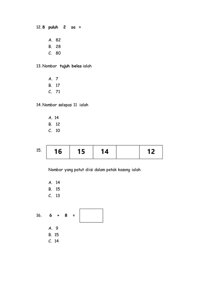 Matematik tahun 1 akhir tahun k1 | DOCX
