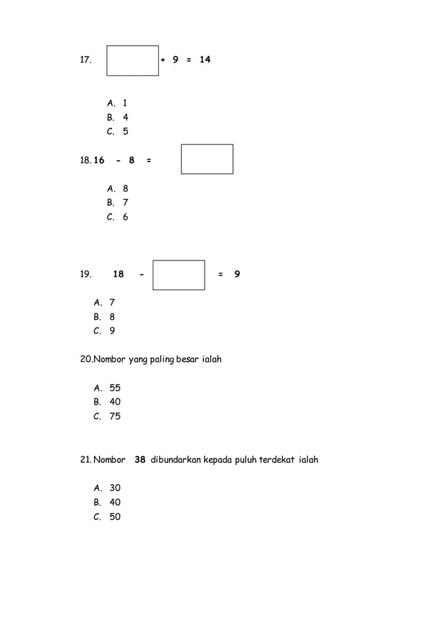 Matematik tahun 1 akhir tahun k1 | DOCX
