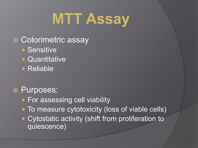 Mtt Assay for cell viability | PPTX | Chemistry | Science