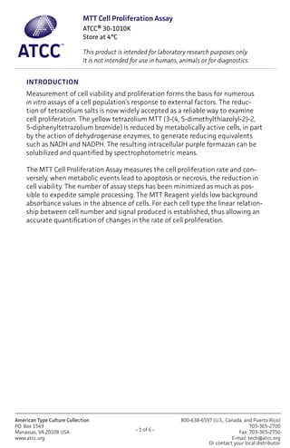 MTT Cell Proliferation Assay.pdf | Biological Sciences | Science