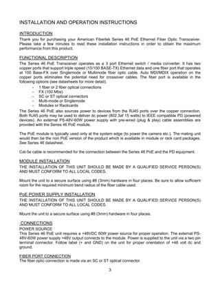 American Fibertek MTX46FXSLSCP User Manual | PDF