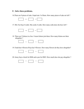 MATHEMATICS YEAR 1 QUESTIONS | PDF