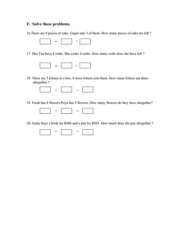 MATHEMATICS YEAR 1 QUESTIONS