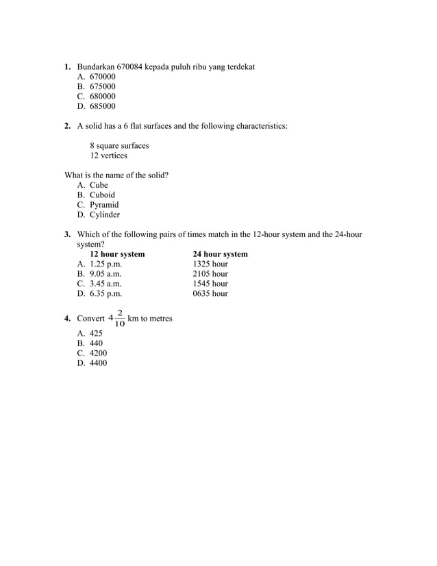 Mathematics year 5 | DOC | Rail Travel | Travel Type