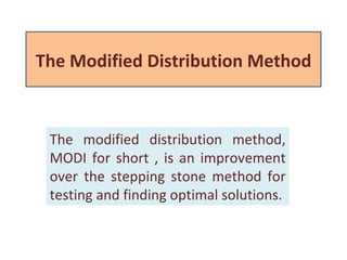 Modified Distribution Method | PPT