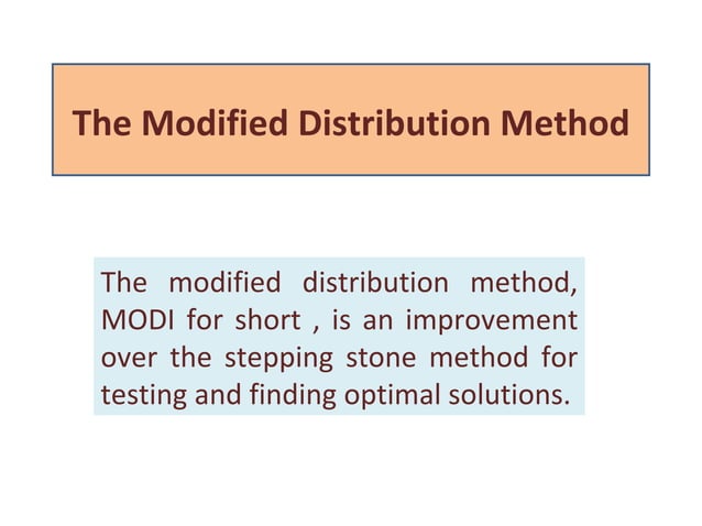 Modified Distribution Method | PPT
