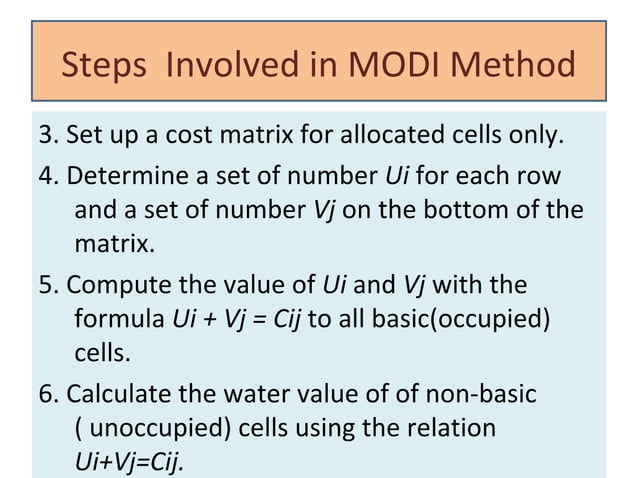 Modified Distribution Method | PPT