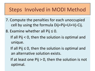 Modified Distribution Method | PPT