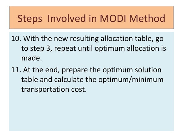 Modified Distribution Method | PPT