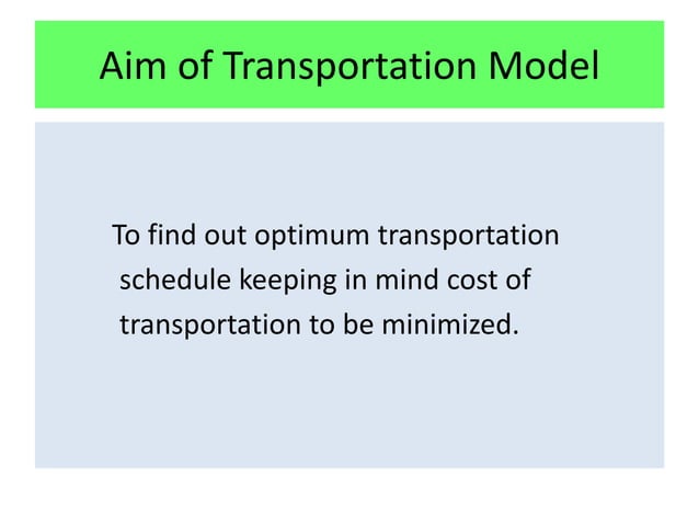 Transportation Problem | PPTX