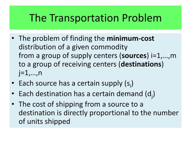 Transportation Problem | PPTX