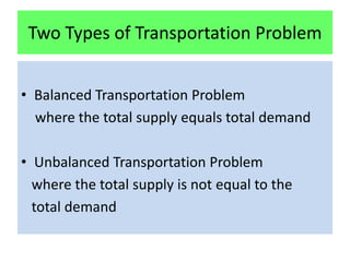 Transportation Problem | PPTX