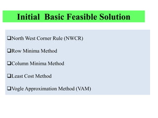 Transportation Problem | PPTX