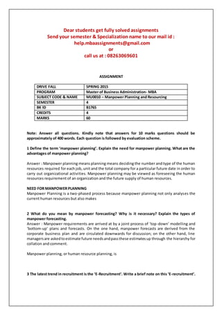 Mu0010 – manpower planning and resourcing | DOCX