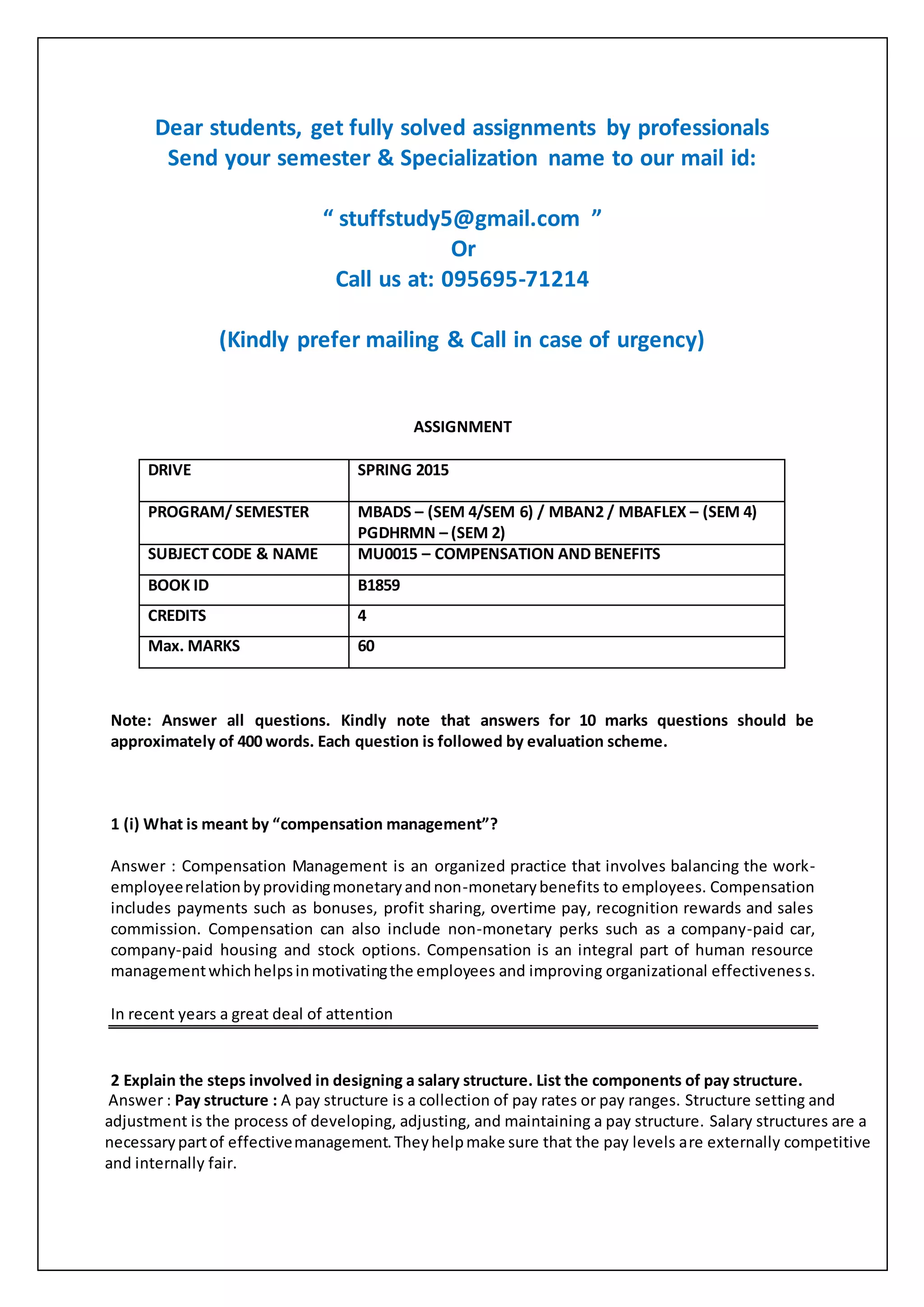 Mu0015 – Compensation and benefits | DOCX