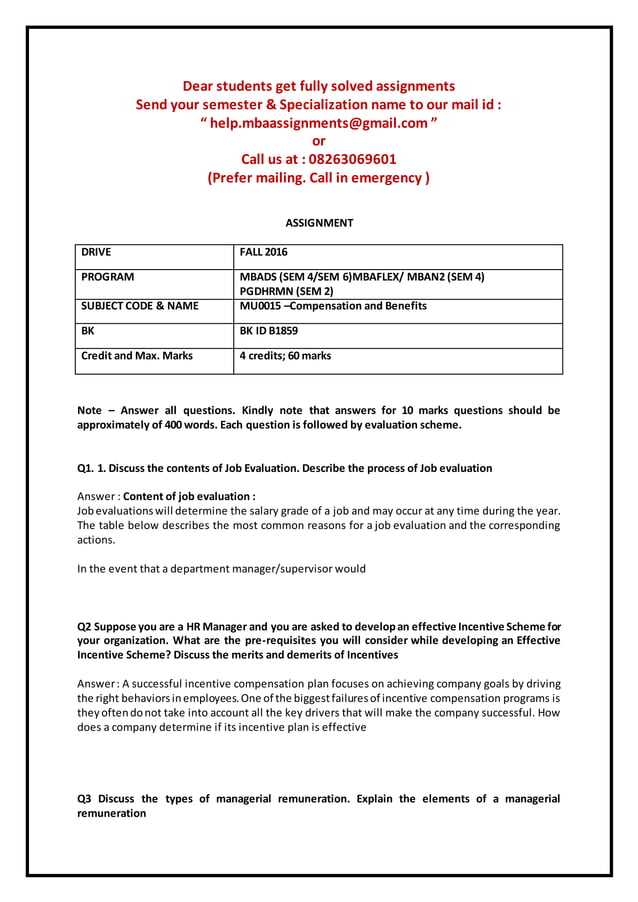Mu0015 –compensation and benefits | PDF