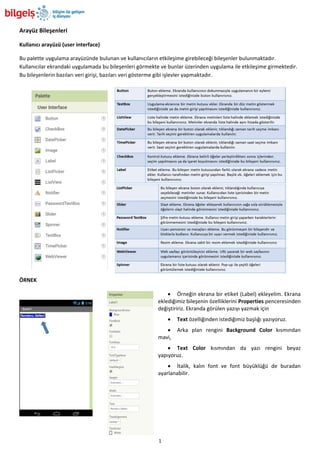 App Inventor Bileşenler | PDF