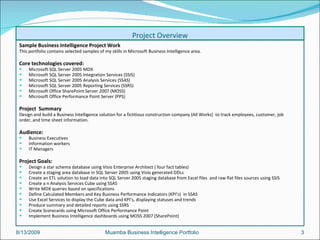 My Microsoft Business Intelligence Portfolio | PPT